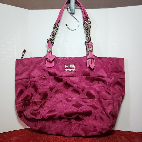 Coach | Bags | Coach Tribeca Op Art Pink Canvas Tote Shoulder Bag 4133 ...